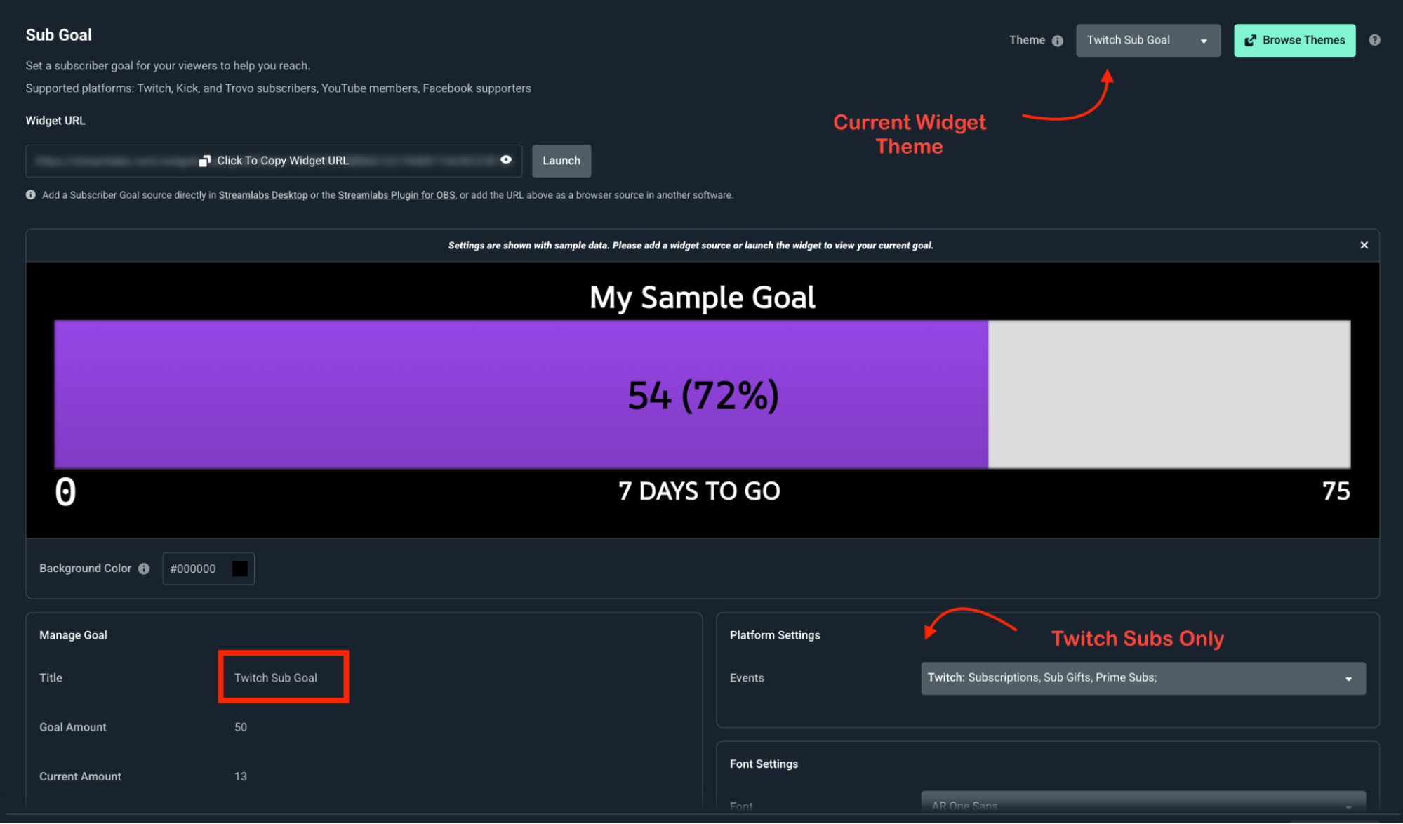 How to Set up a Sub Goal Widget – Streamlabs