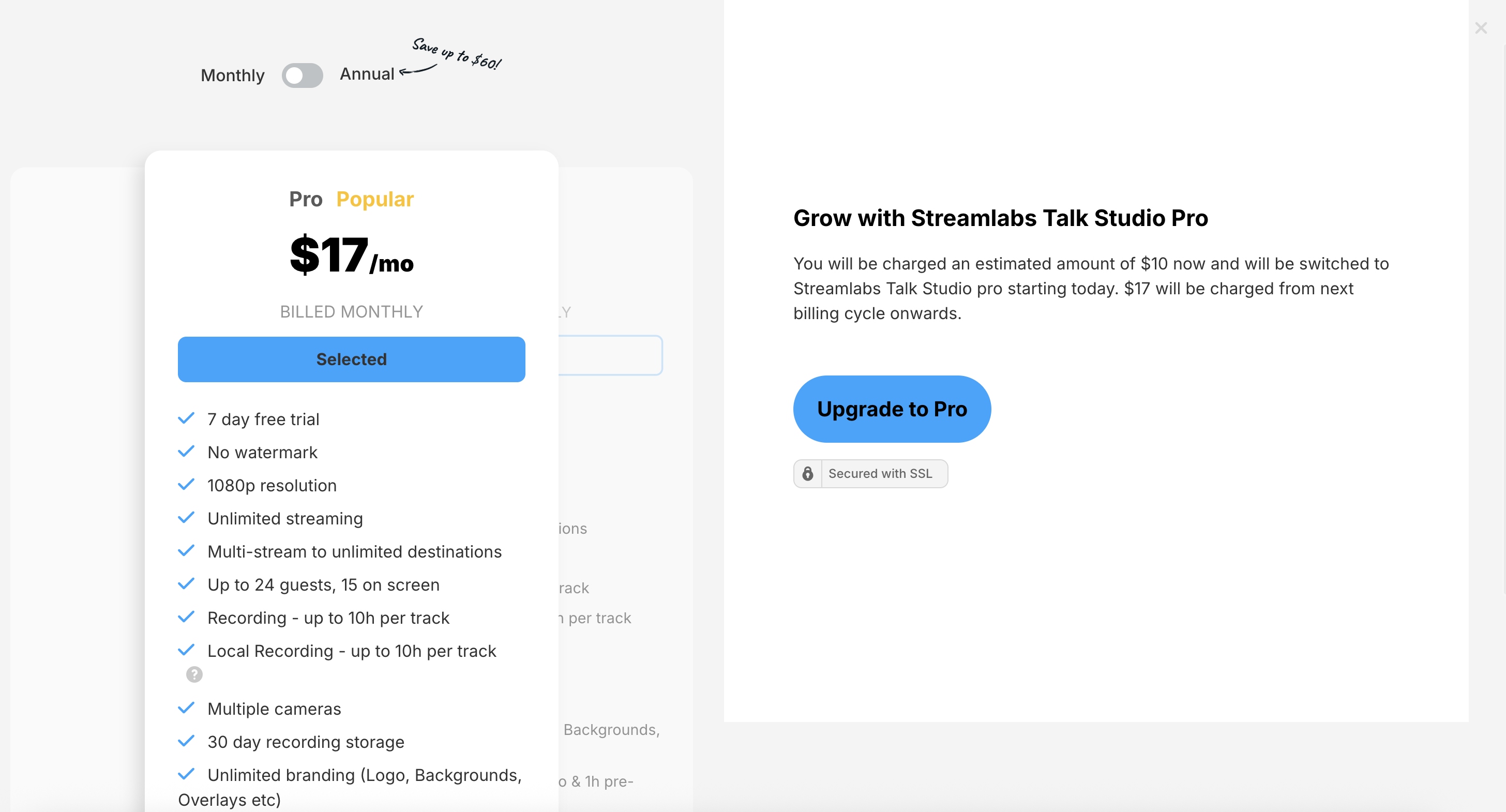 Talk Studio Subscription & Billing | Streamlabs