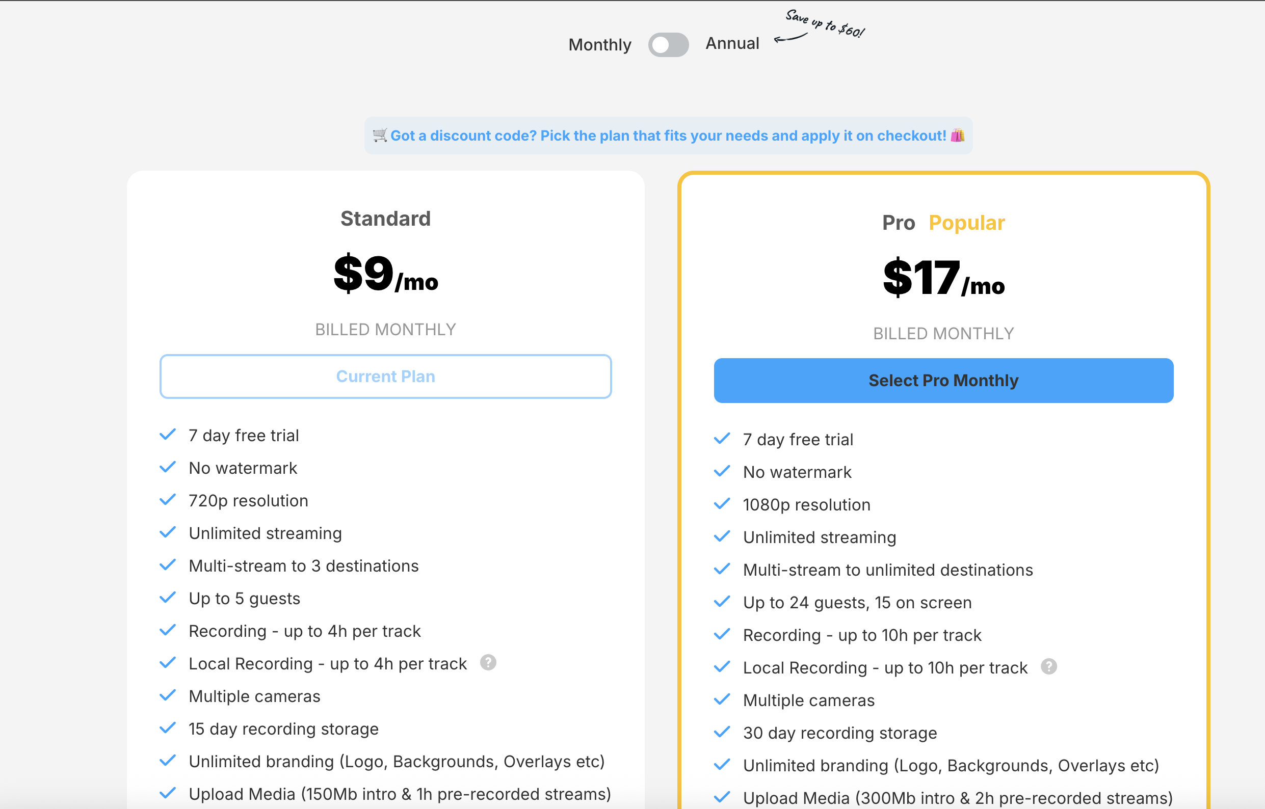 Talk Studio Subscription & Billing | Streamlabs