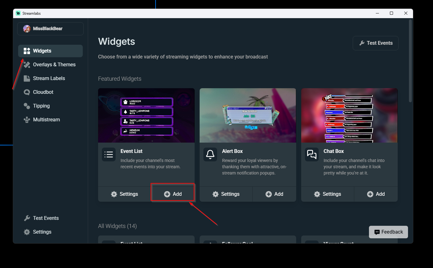 Event List Widget Setup | Streamlabs