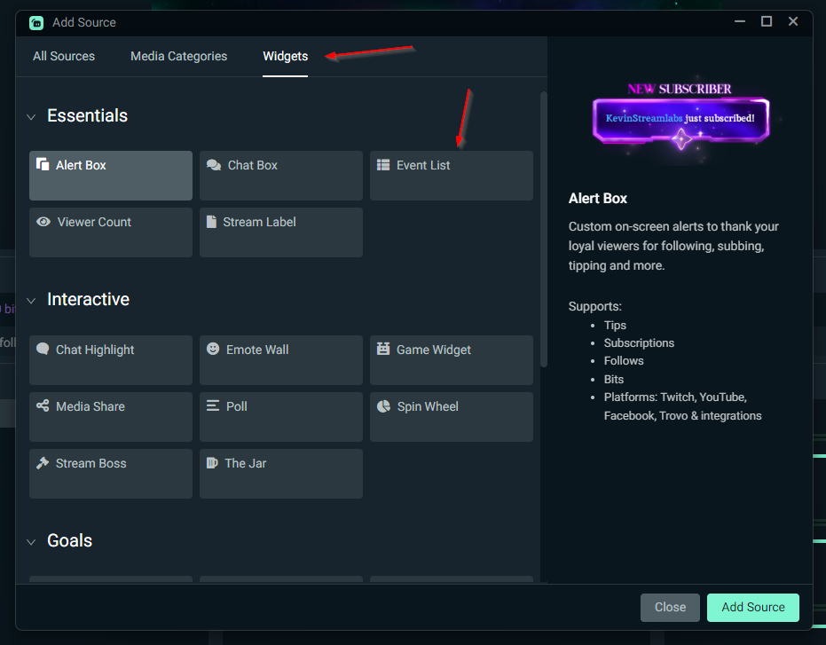 Event List Widget Setup | Streamlabs